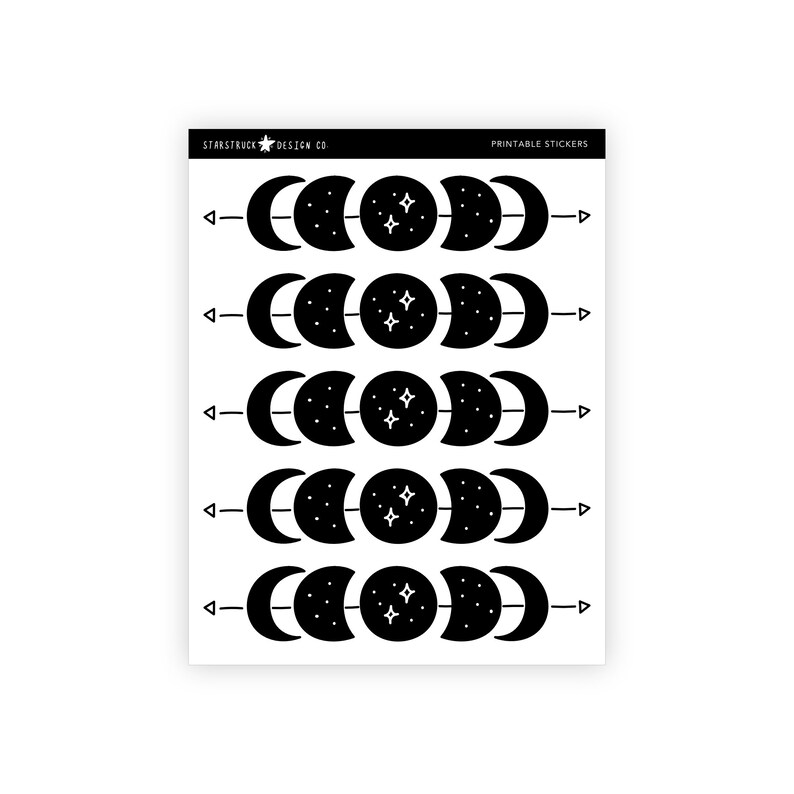 Printable Moon Phase Stickers Printable Planner Sticker - Etsy