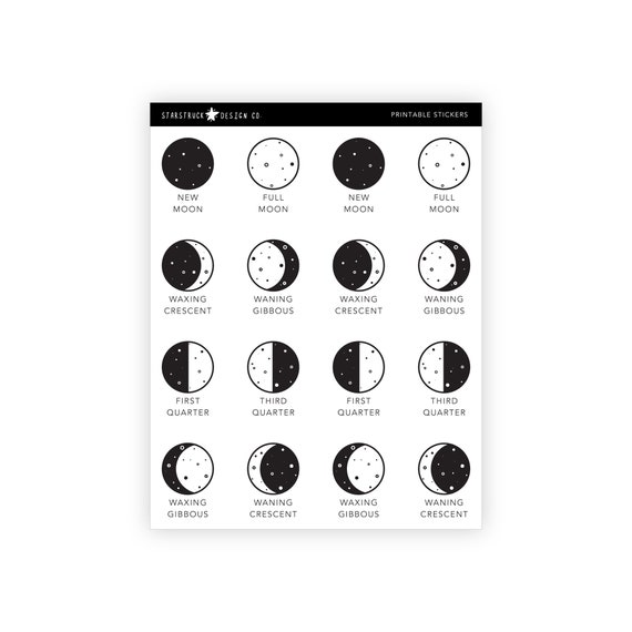 Printable Moon Phase Stickers Printable Planner Sticker - Etsy