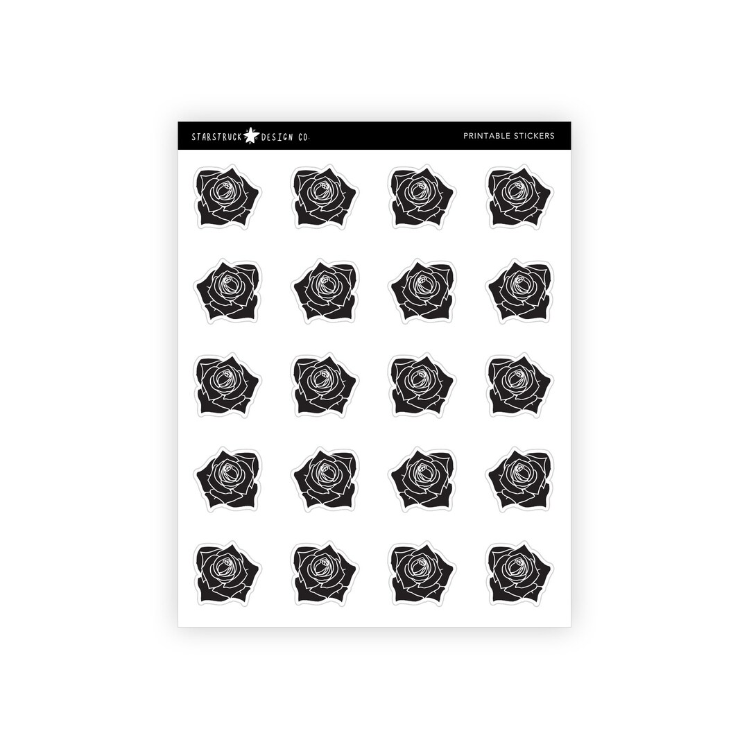 Printable Dark Roses Stickers Printable Planner Sticker - Etsy