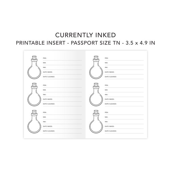 Printable Tn Inserts - Etsy