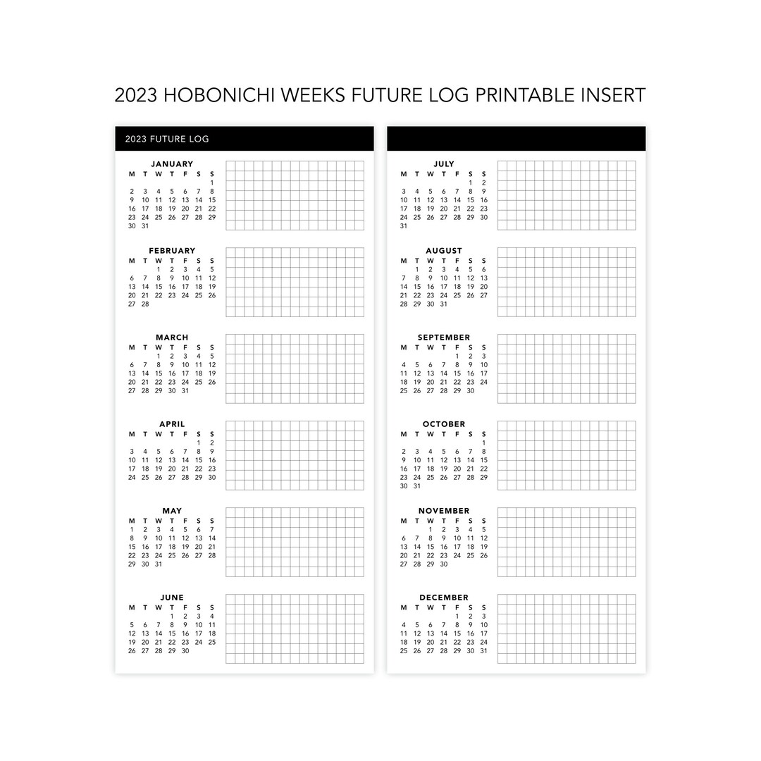 2023 Hobonichi Weeks Future Log Printable Insert Mon & Sun - Etsy Australia