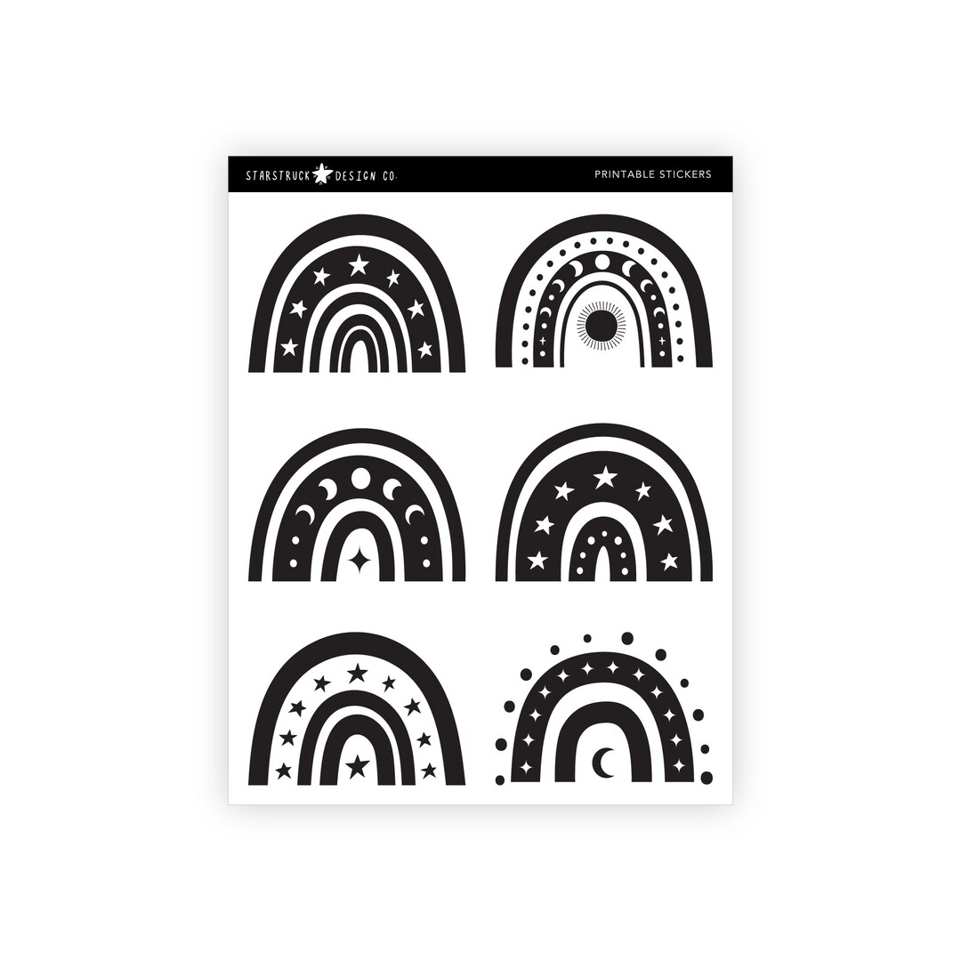 Printable Rainbow Stickers, Printable Planner Sticker, Printable Bullet ...