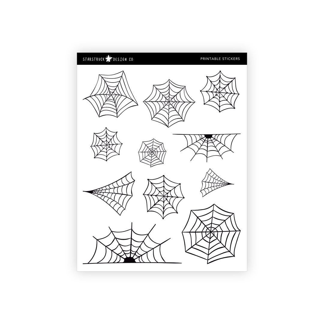 Printable Spider Web Stickers Printable Planner Sticker Printable 