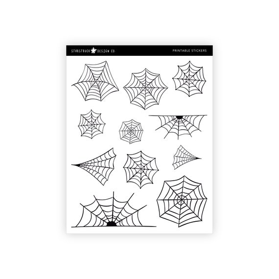 Printable Spider Web Stickers Printable Planner Sticker | Etsy