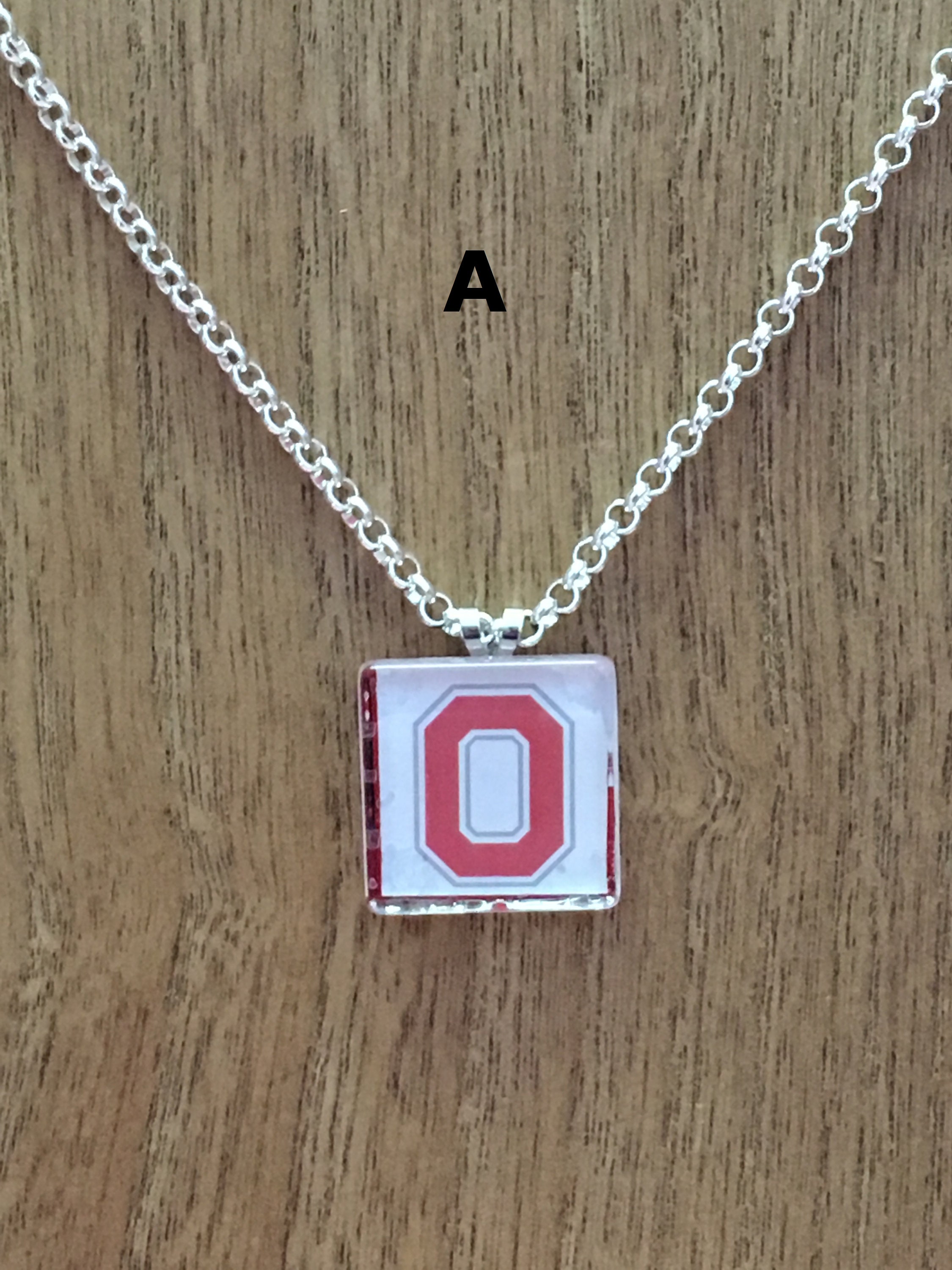 Ohio State Block O Square Glass Tile With Variety of Chain Options - Etsy