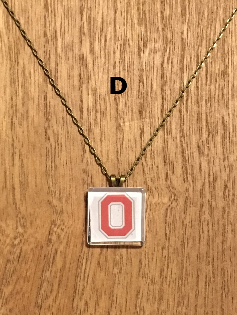 Ohio State Block O Square Glass Tile With Variety of Chain | Etsy