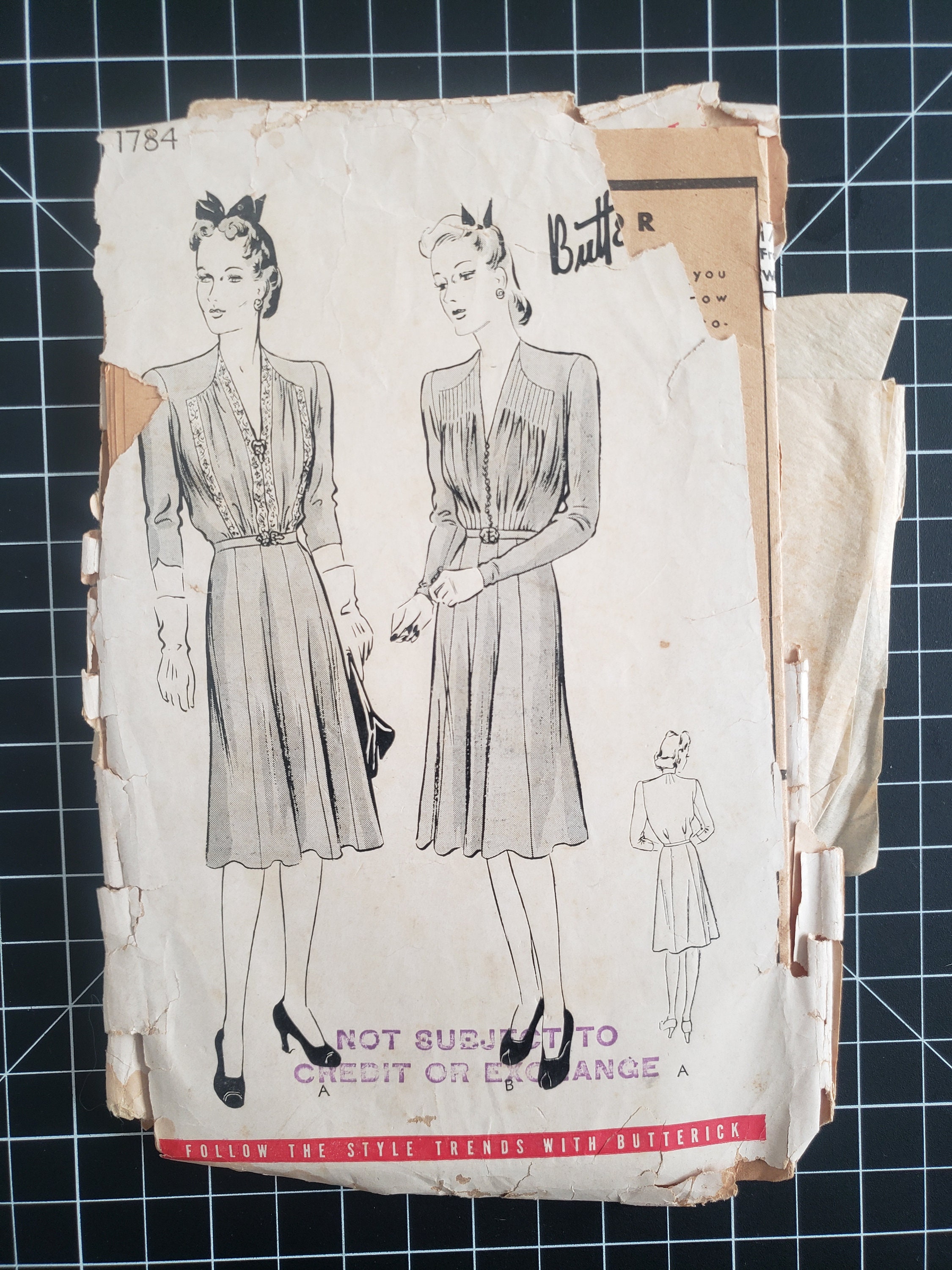 1940s Butterick Dress Pattern 1748 RARE Size 38 Bust - Etsy