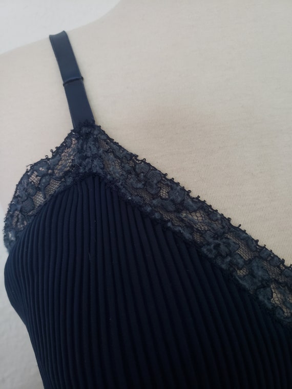 1950s Navy Lace and Nylon Slip, Small to Medium | 50s… - Gem
