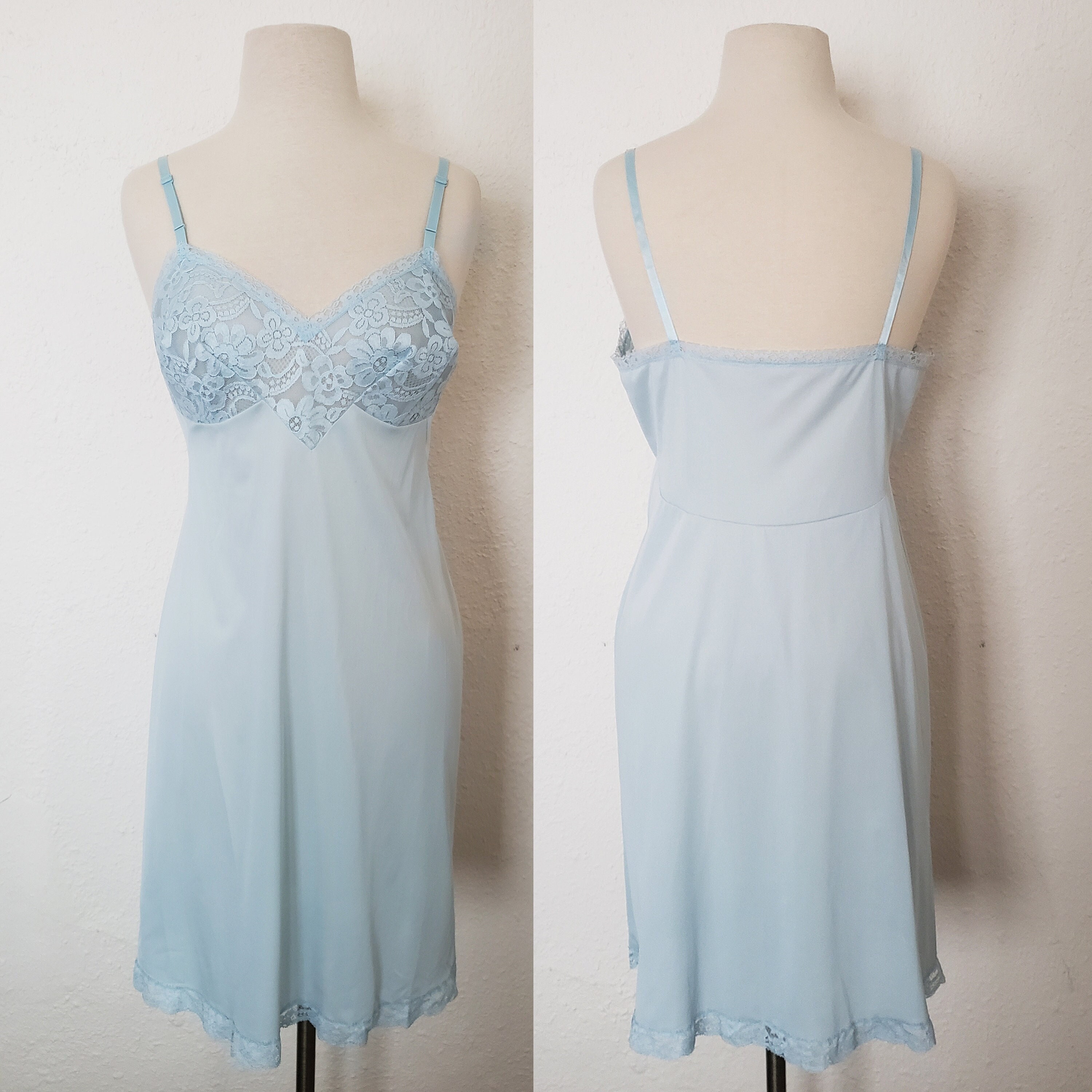 1960s Pale Blue Full Slip by Vanity Fair, Small to Medium 60s Vintage ...