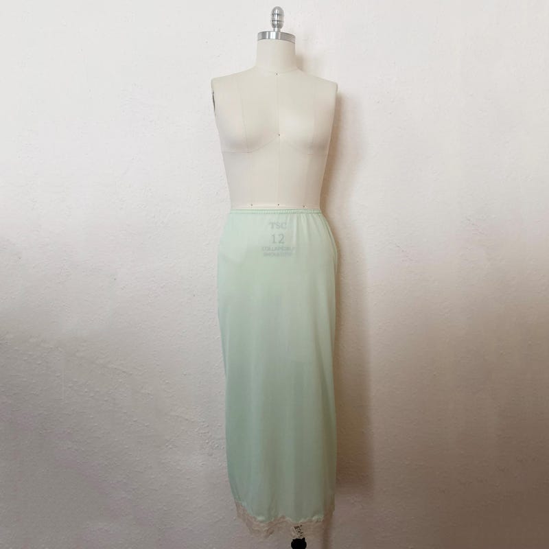 Vintage Slip Green Skirt - Etsy