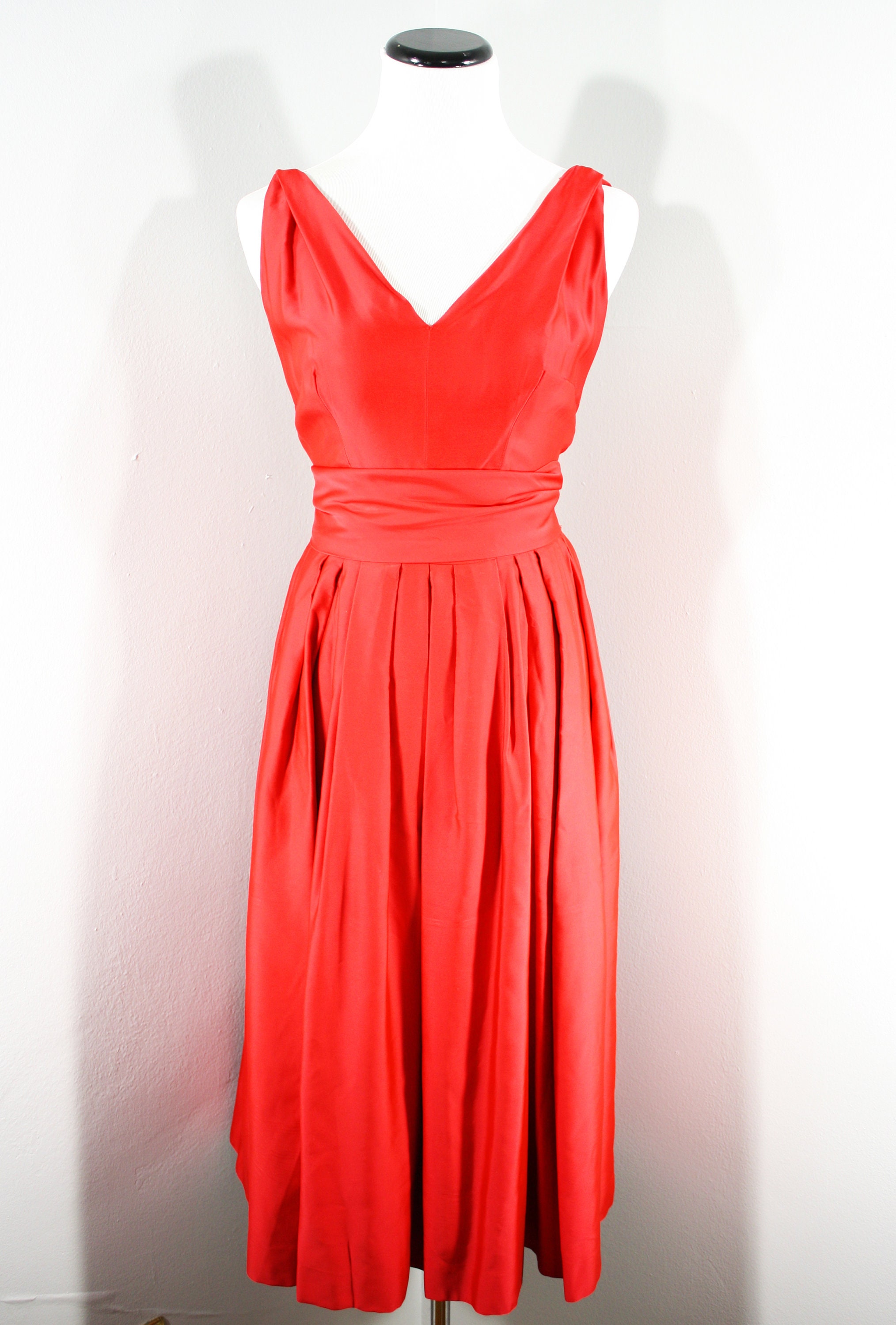 1960s Red Satin Cocktail Dress With Wrap by Rappi Extra Extra - Etsy
