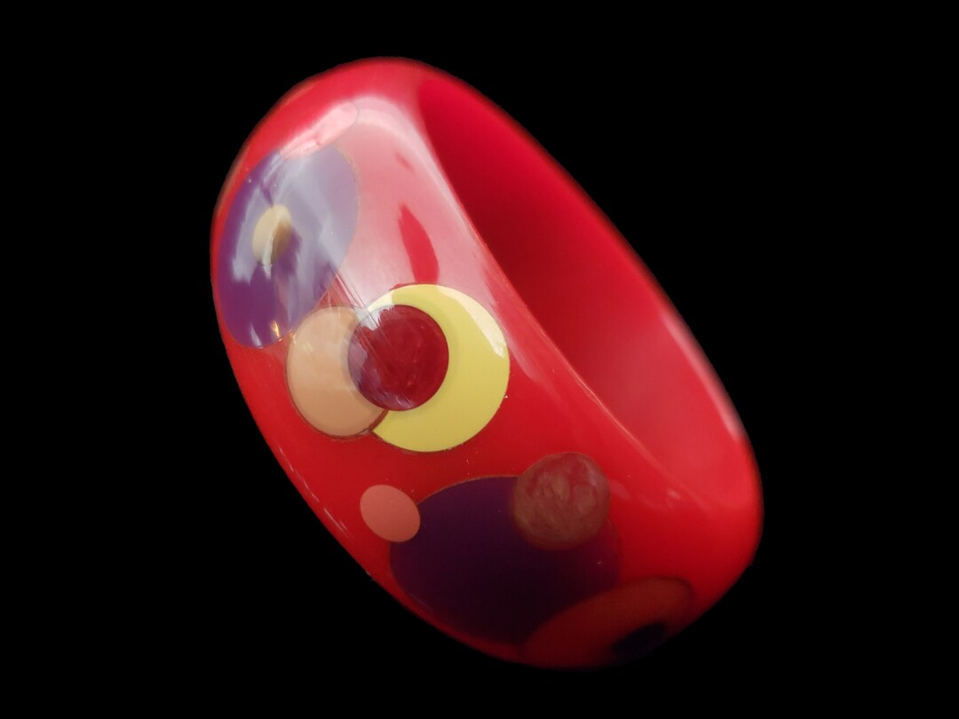 RARE Vintage Confetti Dot Red Bakelite Bangle | Vintage Black, Purple ...