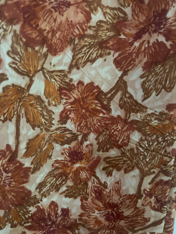 1950s Autumnal Chiffon and Acetate Floral Print Dress… - Gem