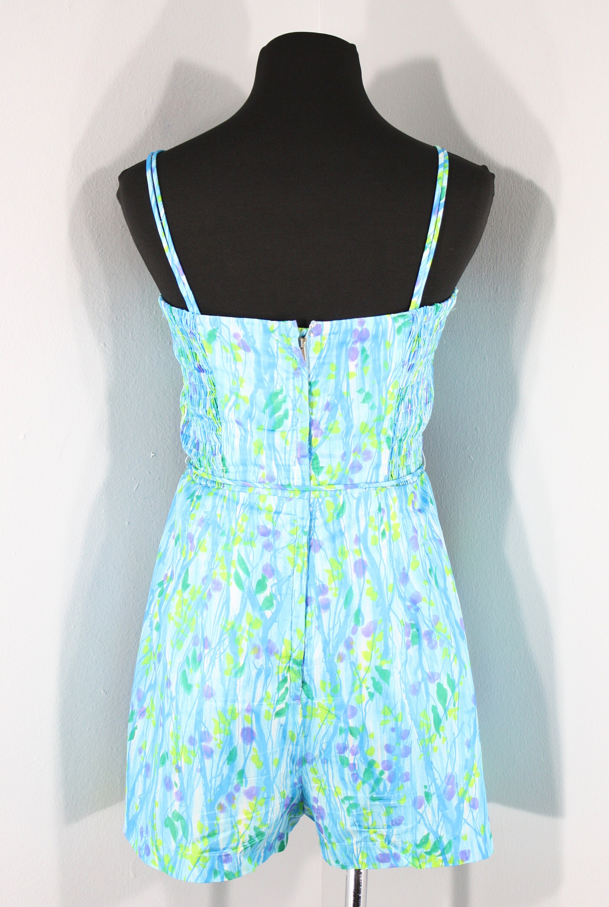 1950s Watercolor Floral Playsuit Swimsuit By Gabar Medium To Etsy