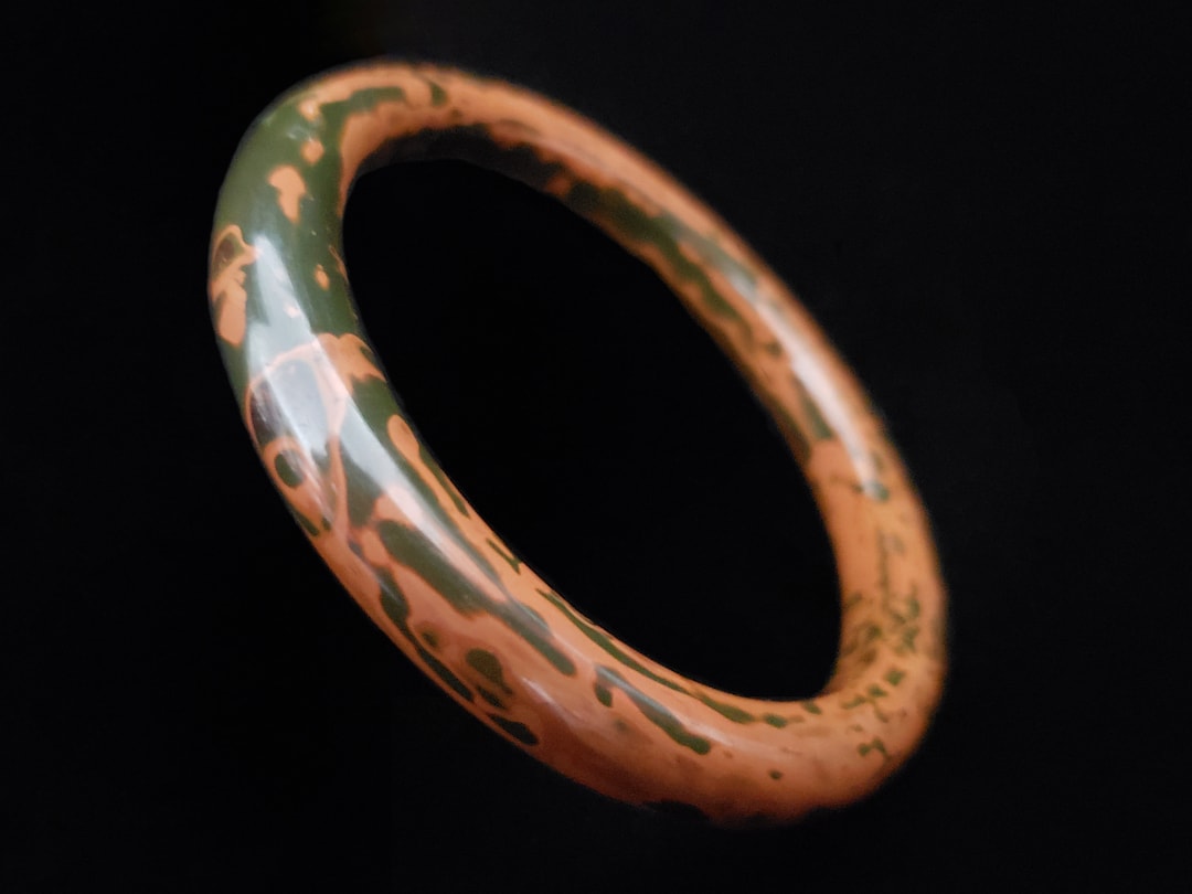 1930s Iro Urushi Tube Layered Lacquer Bangle | 30s Vintage Camo Peanut ...