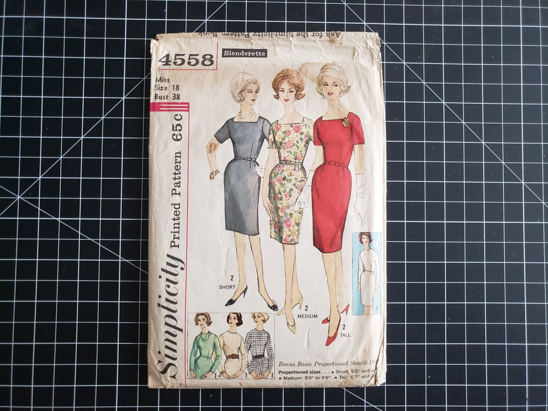1960s Simplicity Slenderette Pattern 4558, Size 18 | 60s Vintage Crew ...