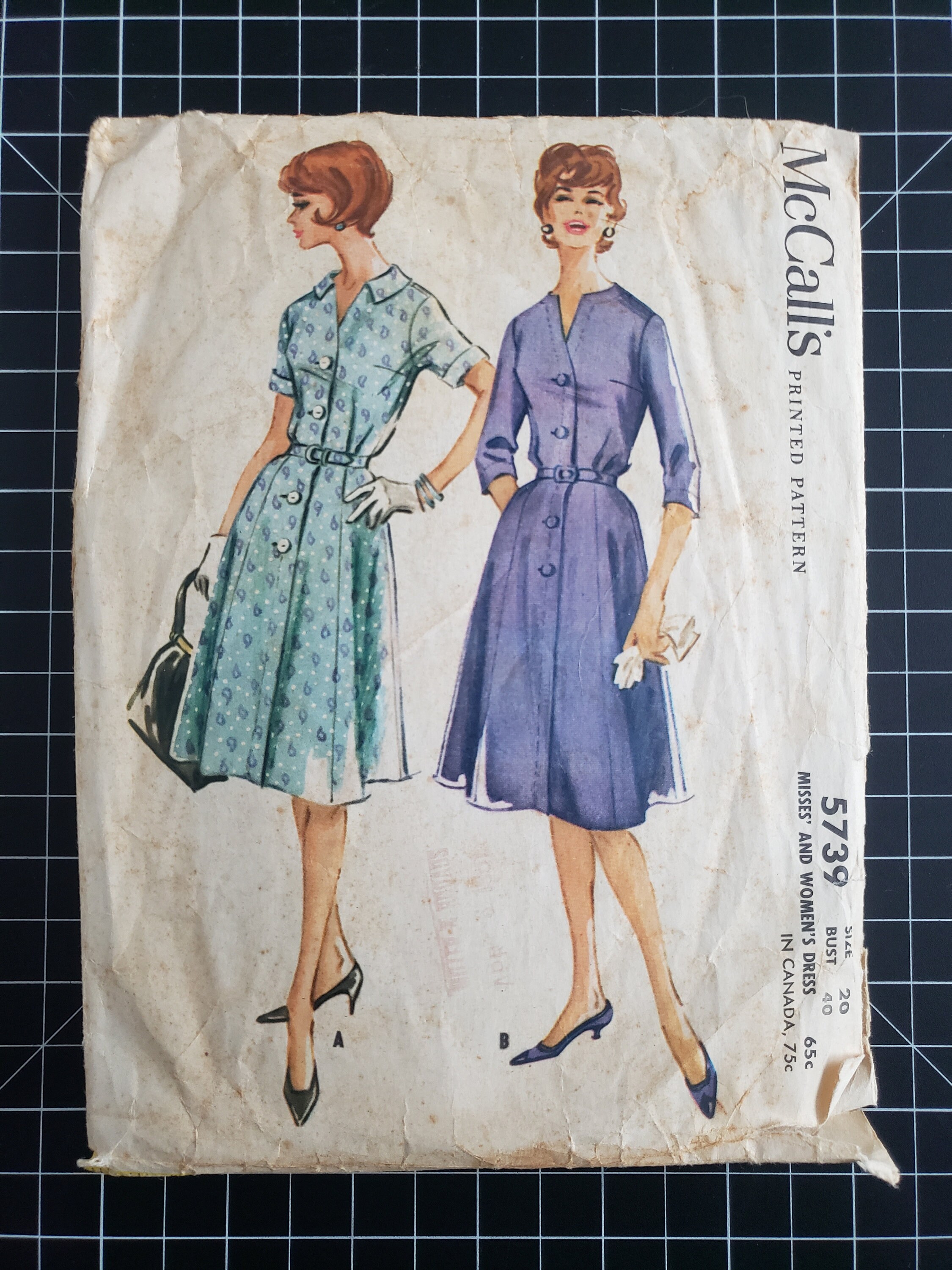 1960s Mccalls Shirtwaist Dress Pattern 5739 RARE Size 20 - Etsy