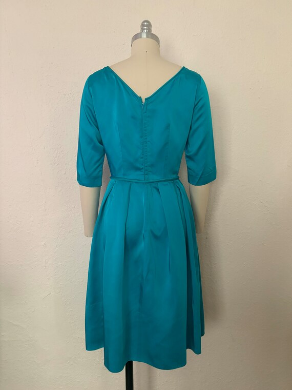 1960s Turquoise Satin Cocktail Dress, Small to Medium… - Gem