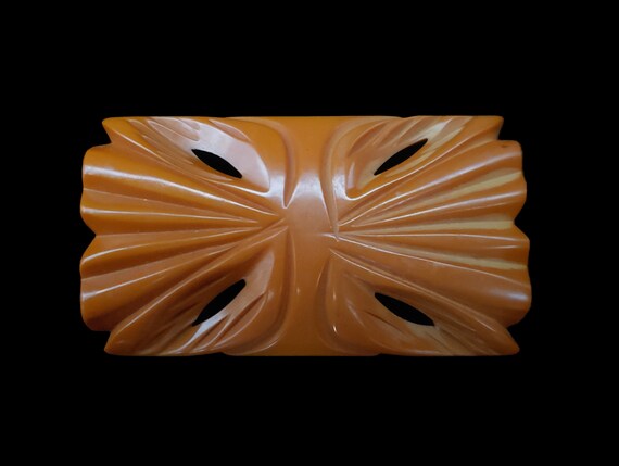 1930s Butterscotch Bakelite Brooch | 30s Vintage Carv… - Gem
