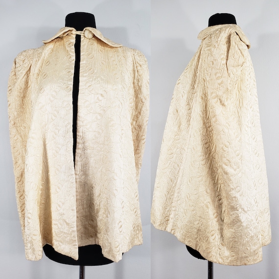 1940s Cream Embroidered Cape, Extra Small to Medium |… - Gem