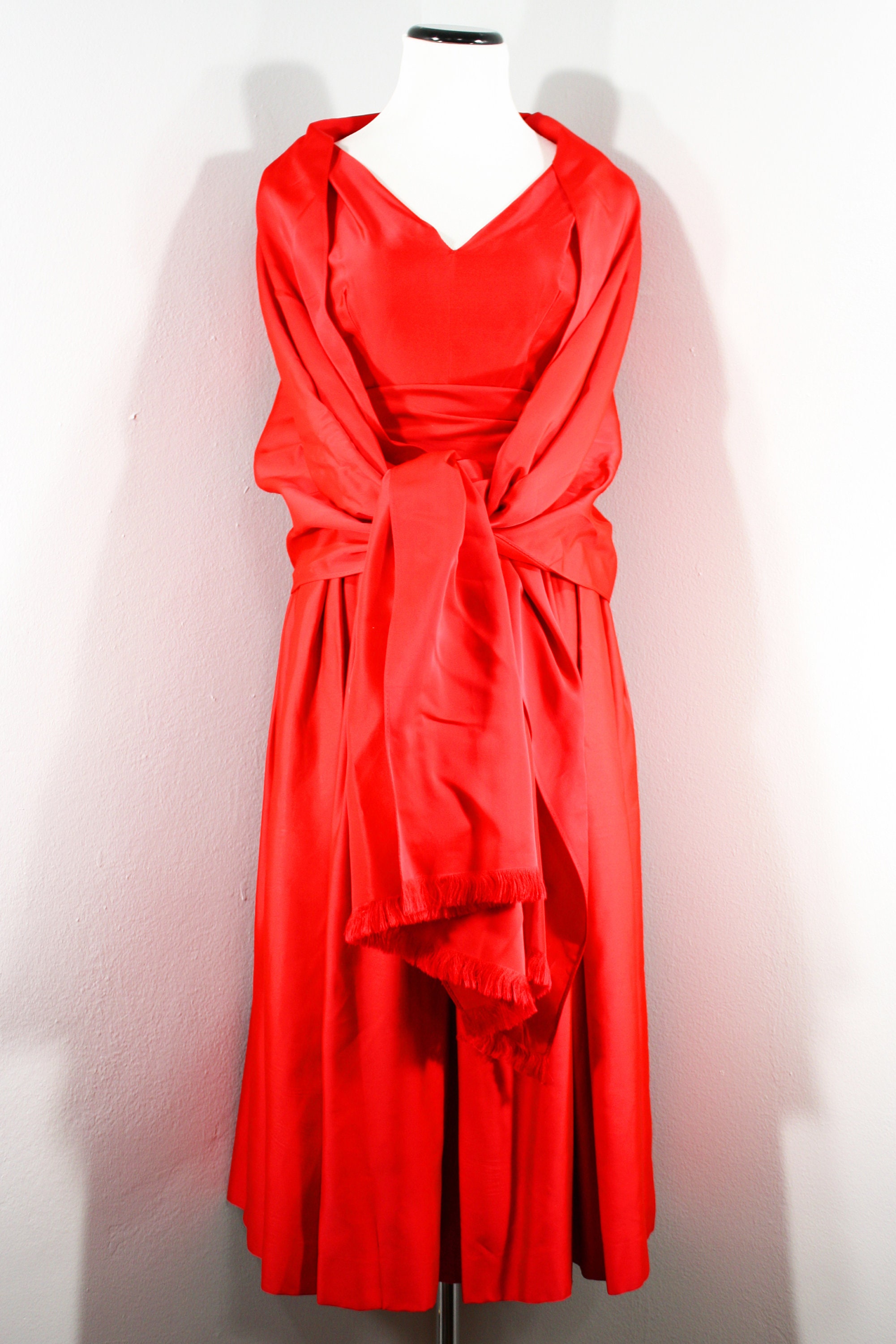 1960s Red Satin Cocktail Dress With Wrap by Rappi Extra Extra - Etsy