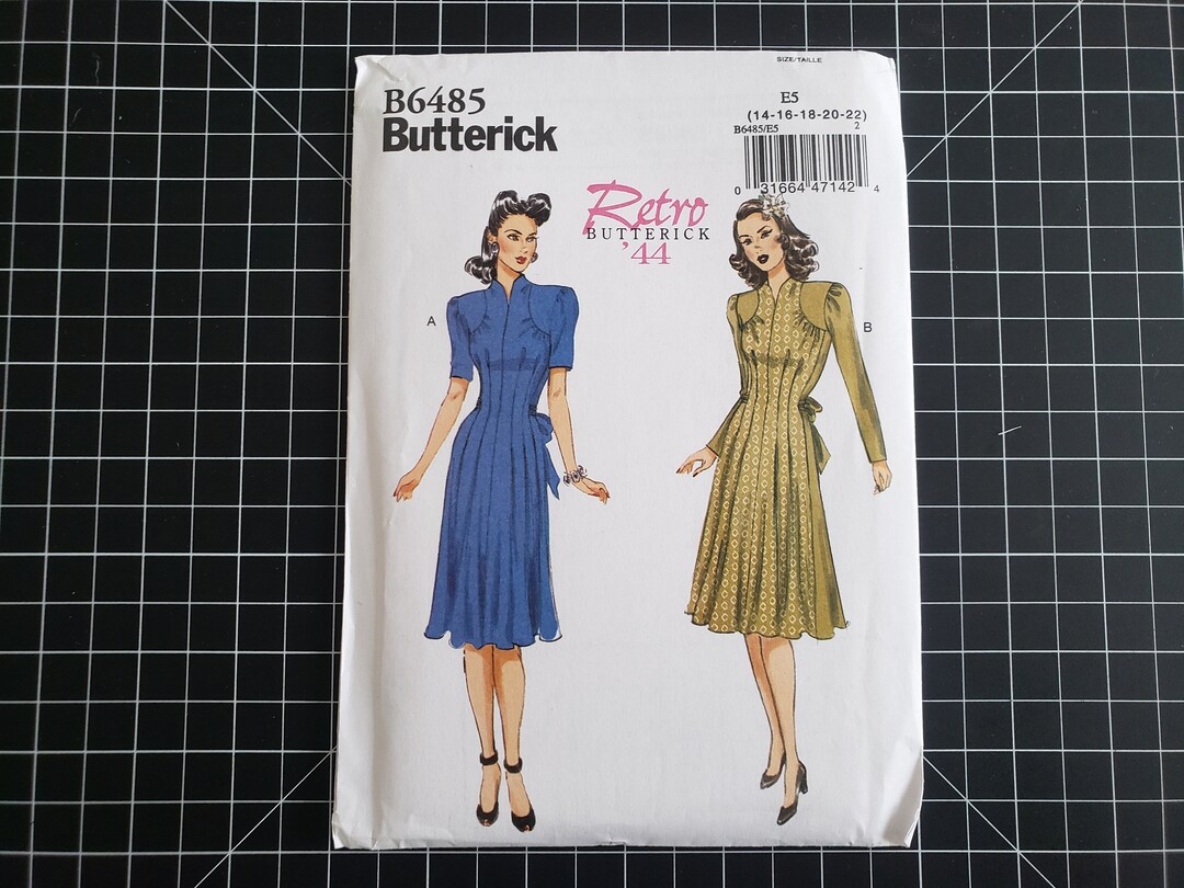 6485 Butterick 1940s Dress Pattern Reissue, Sizes 14-16-18-20-22 40s ...