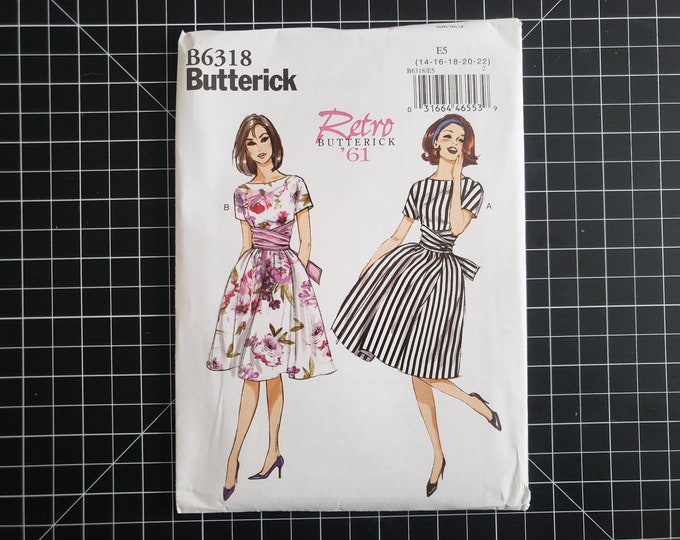 Butterick 6318 1960s Dress Pattern Reissue, Sizes 14-16-18-20-22 | 60s ...