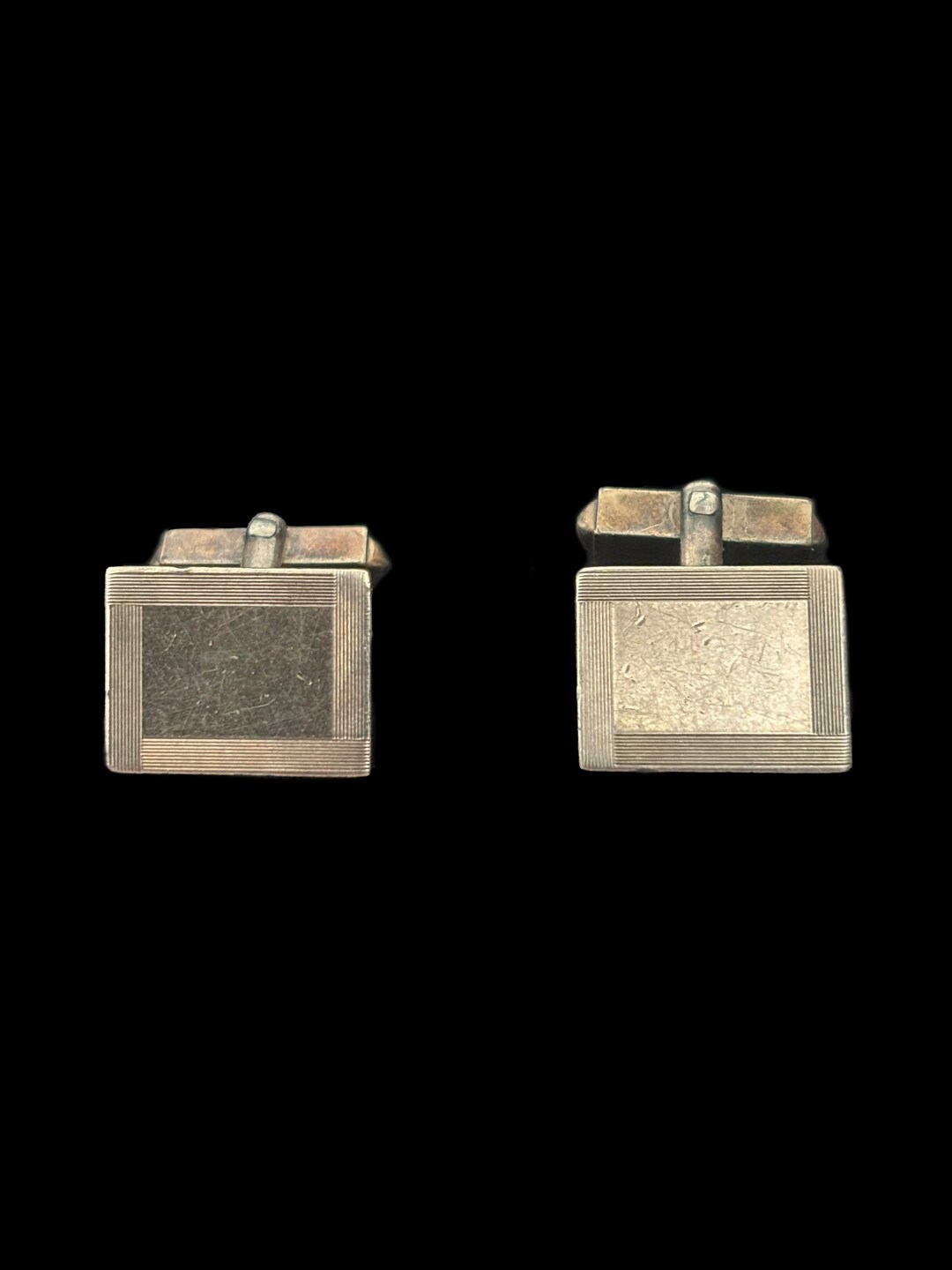 1940s Gold Tone Rectangular Engraved Cuff Links by Swank | 40s Vintage ...