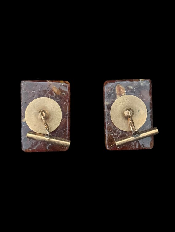 1950s Golden Brown and Orange Plastic Cuff Links | 50… - Gem