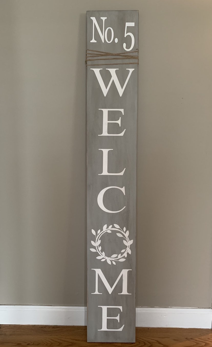 Painted Wood Welcome Sign Custom With Your House Number - Etsy