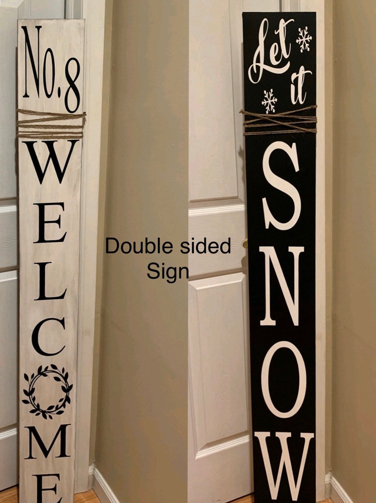 Let It Snow/welcome Sign Double Sided Painted Wood Sign - Etsy