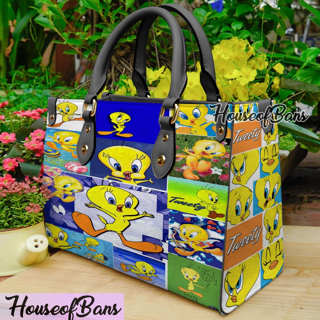 Tweety Bird Leather Handbag, Tweety Bird Vintage Leather Shoulder Bags ...