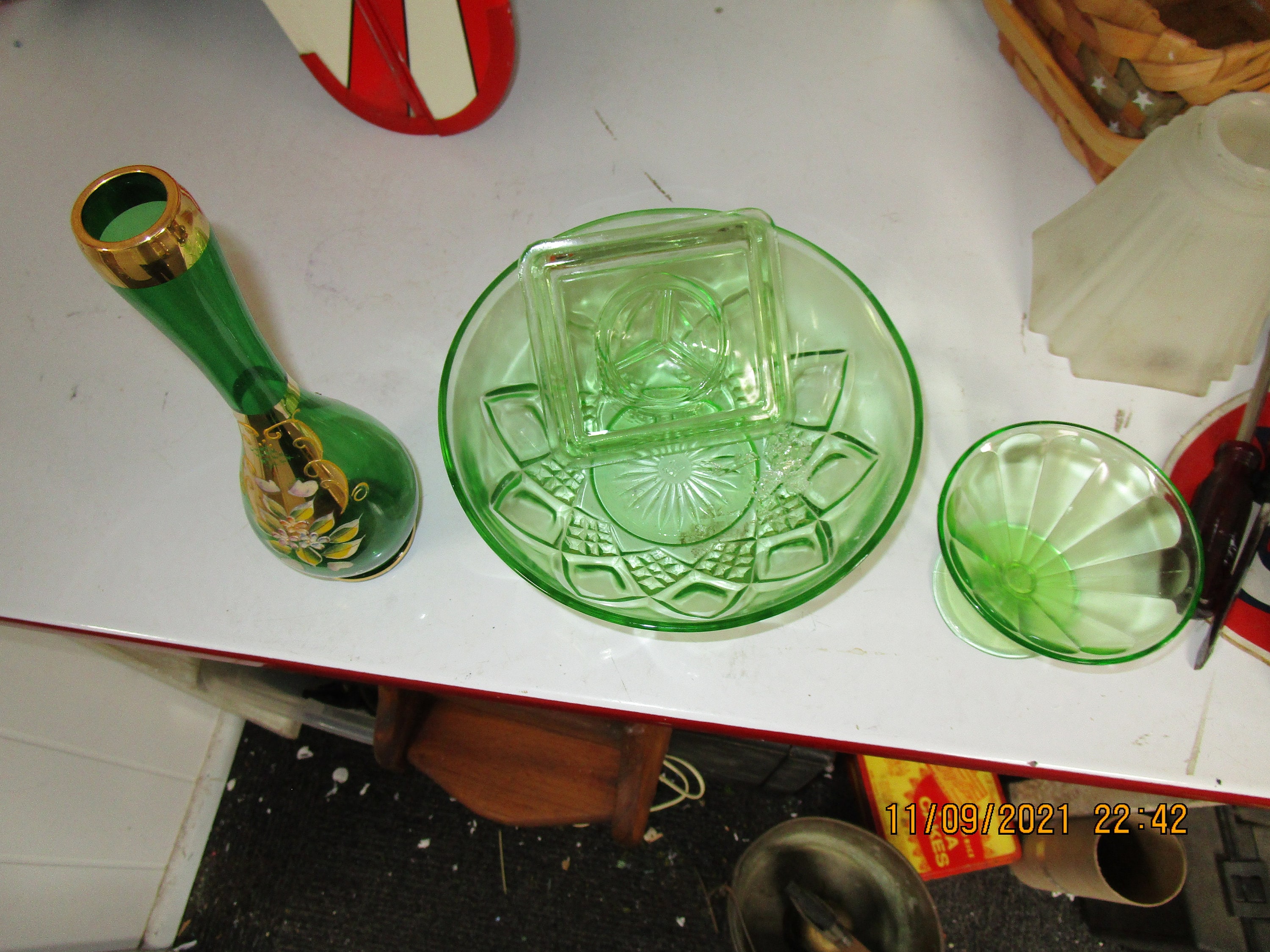 Antique Green Depression Glass Set - Etsy