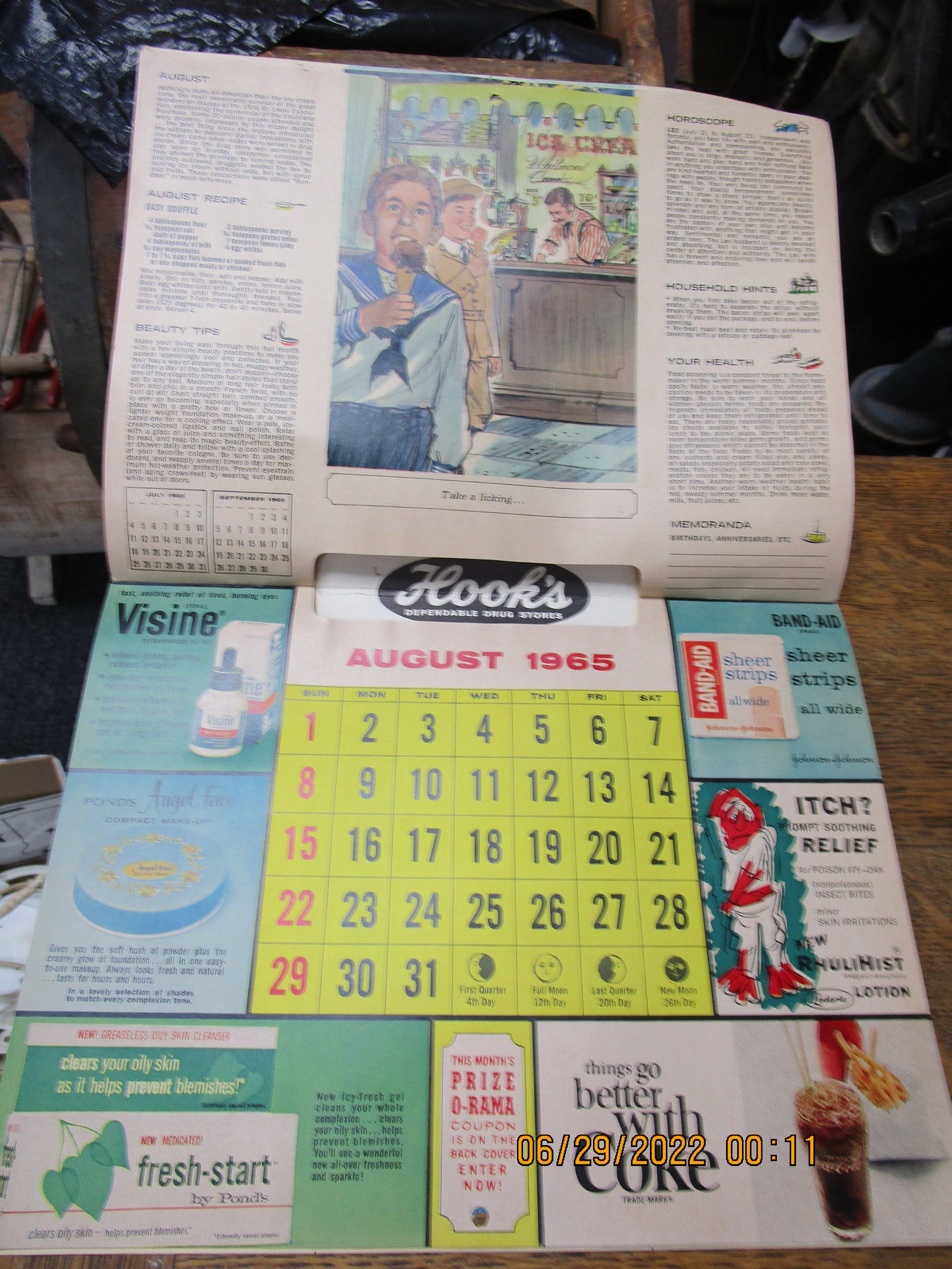 Vintage 1965 Hooks Drug Store Calendar - Etsy