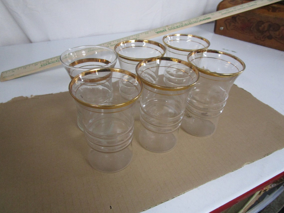 Anchor Hocking Glasses - Gold Rimmed - Etsy