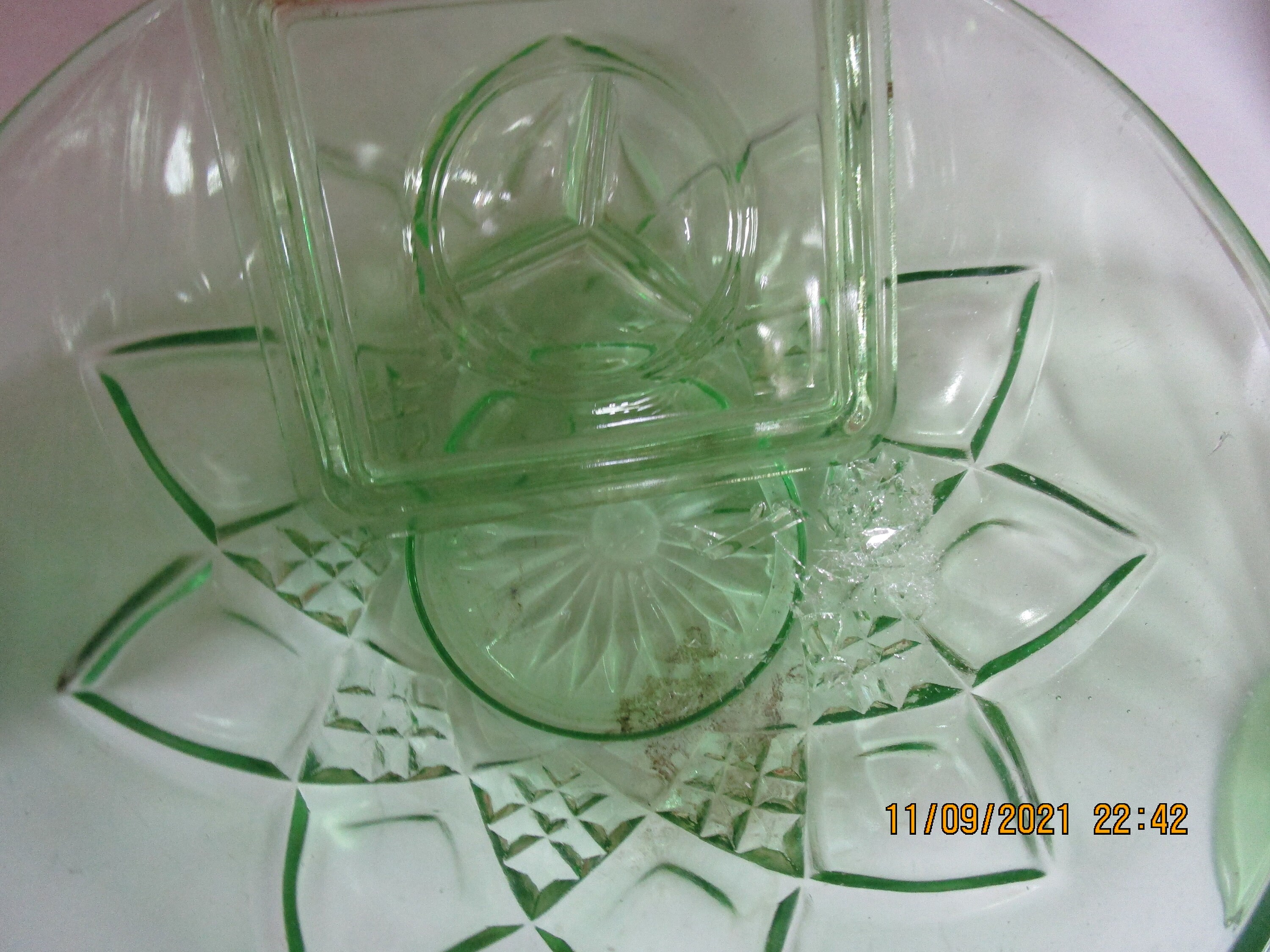 Antique Green Depression Glass Set - Etsy