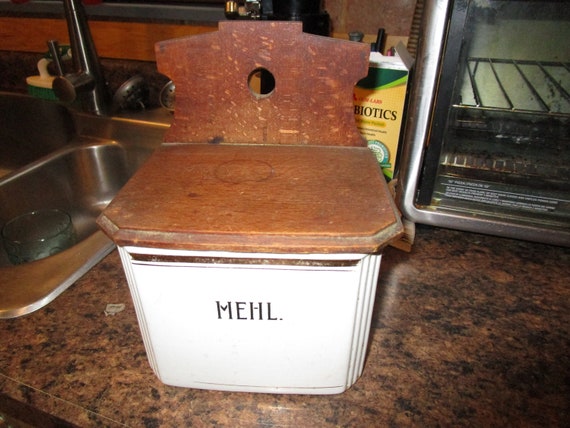 Antique Porcelain Corn Meal Box | Etsy