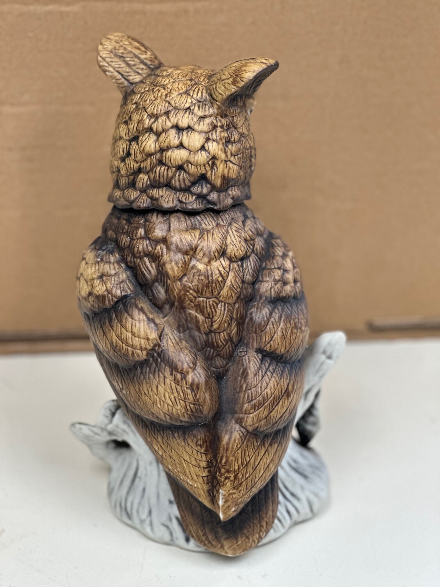 Vintage Large Flambro Porcelain Great Horned Owl Musical Figurine - Etsy