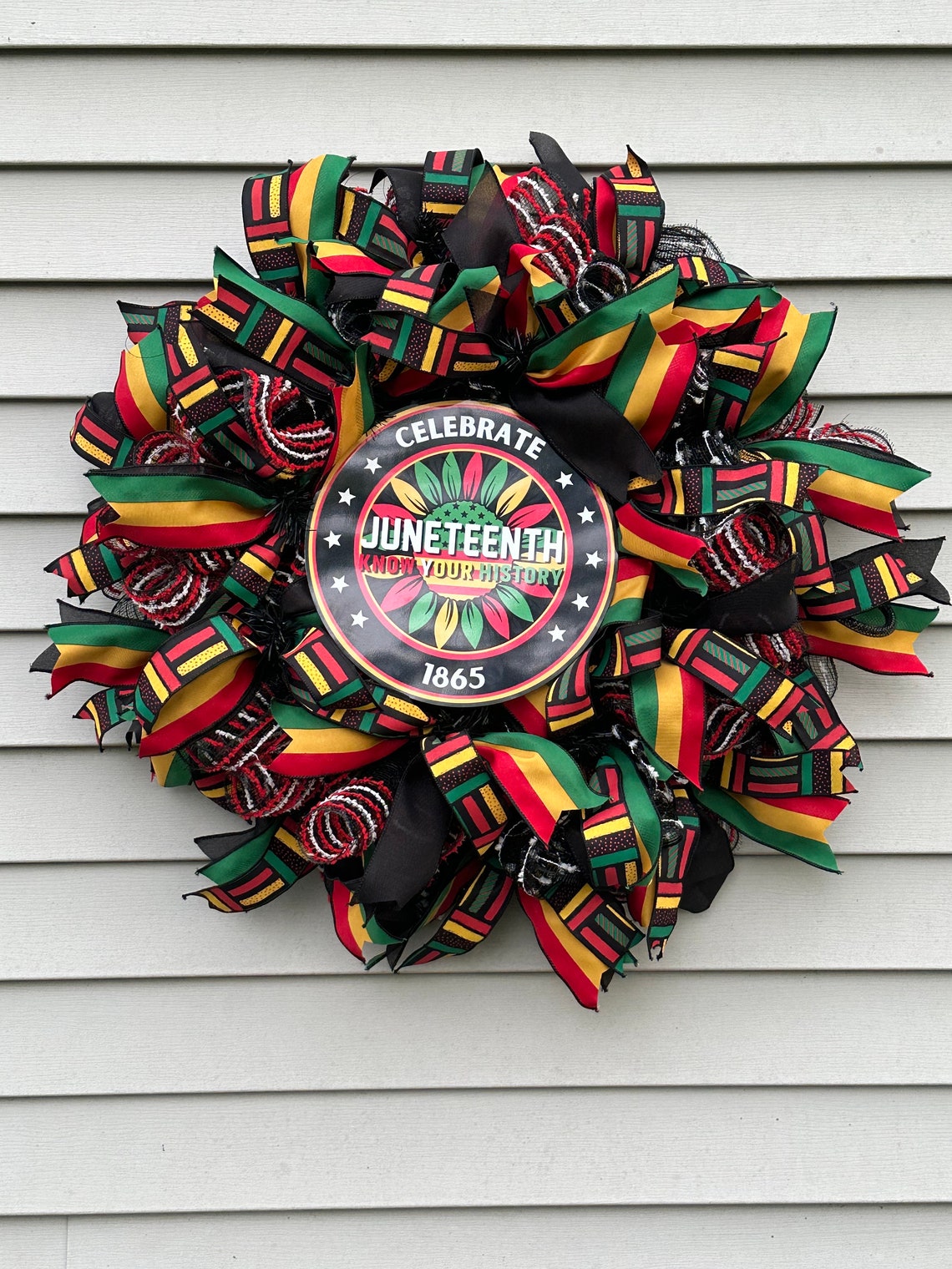 Juneteenth Decomesh and Ribbon Wreath, African-american History Wreath ...