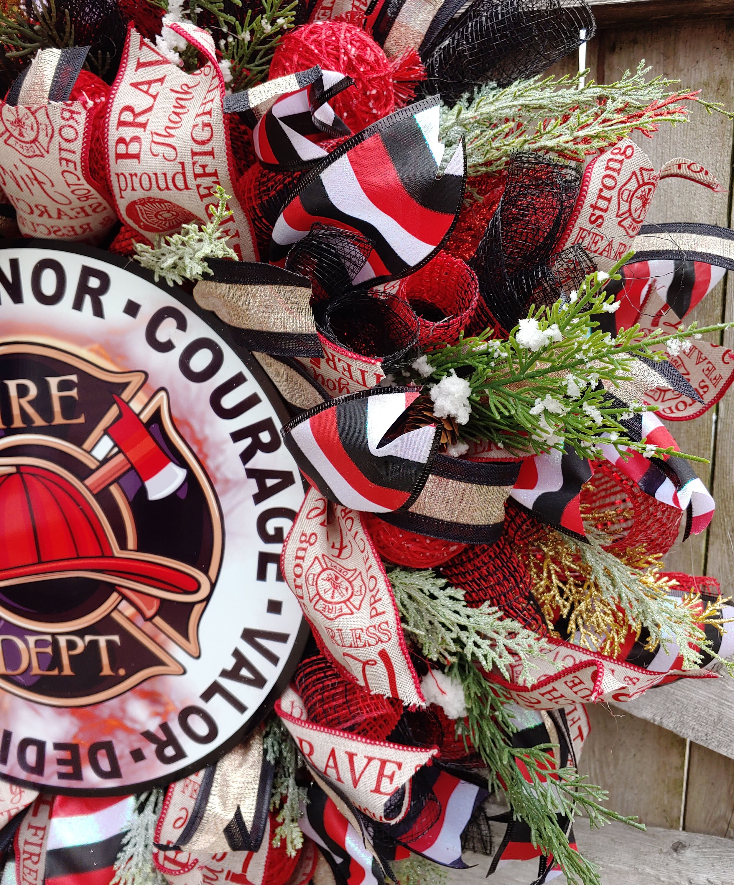 Firefighter Christmas Wreath for Front Door, Fireman Wreath, Fireman ...