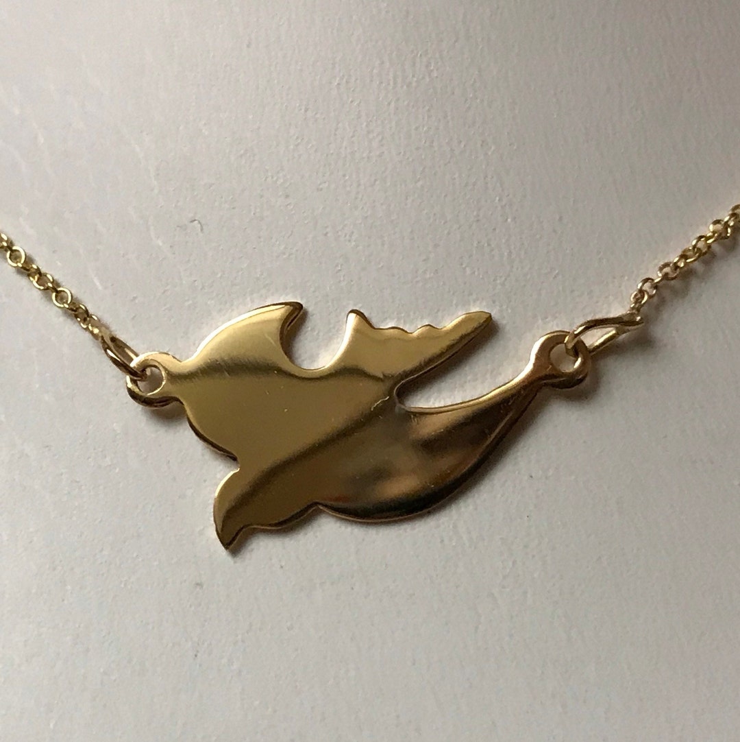 14 K Gold Pigeon Pendant With Chains - Etsy