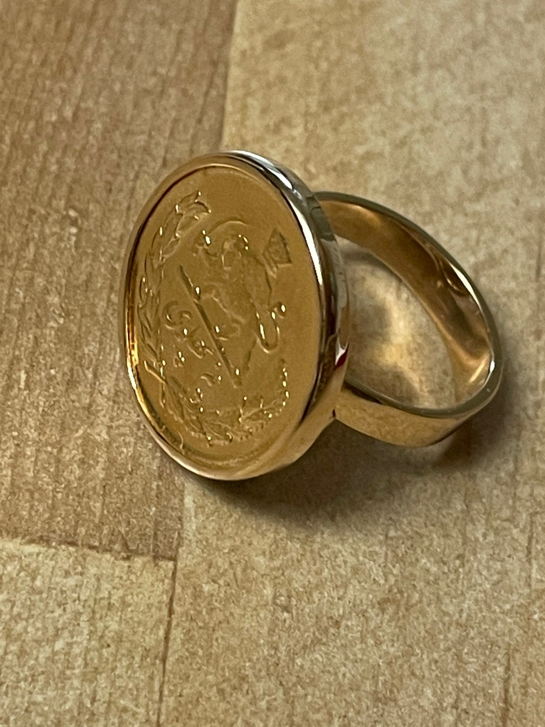 18k Gold Ring With 21.6k Yek Pahlavi Sekke Seke - Etsy