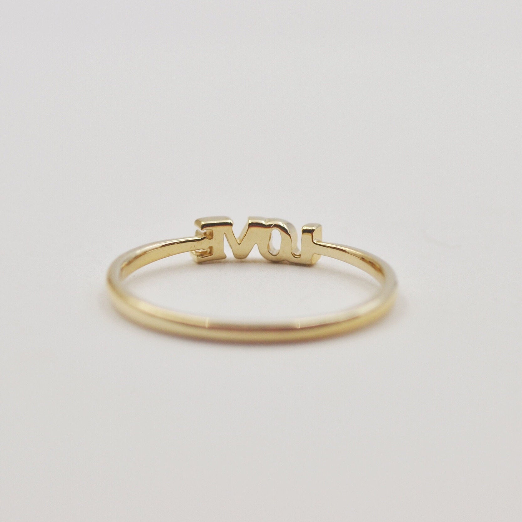 Letter LOVE Ring 14k Gold Word LOVE Ring Adjustable and Customizable - Etsy