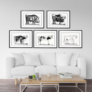 Metal Framed Art on Picasso Bull Evolution 11 Phase A4 30x40cm ...
