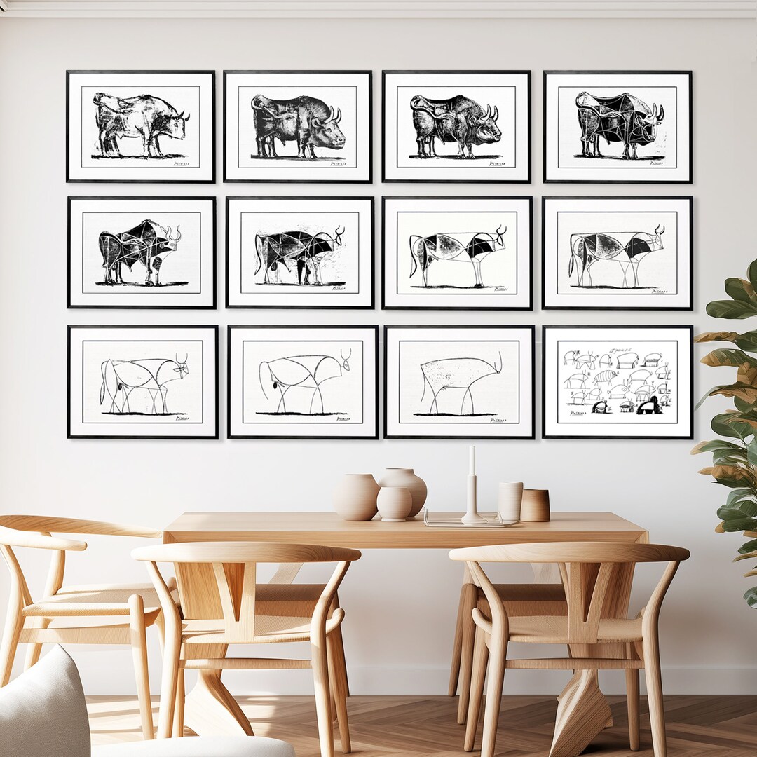 Metal Framed Art on Picasso Bull Evolution 11 Phase A4 30x40cm ...