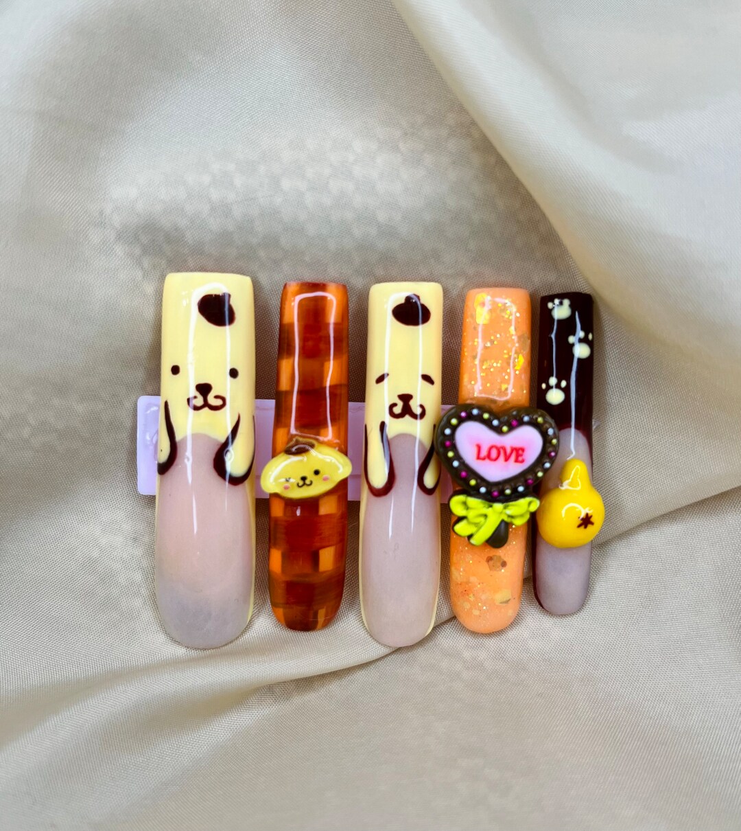 Pompompurin Frenchie, Kawaii Hello Kitty Nails Art ! Hand Painted ...