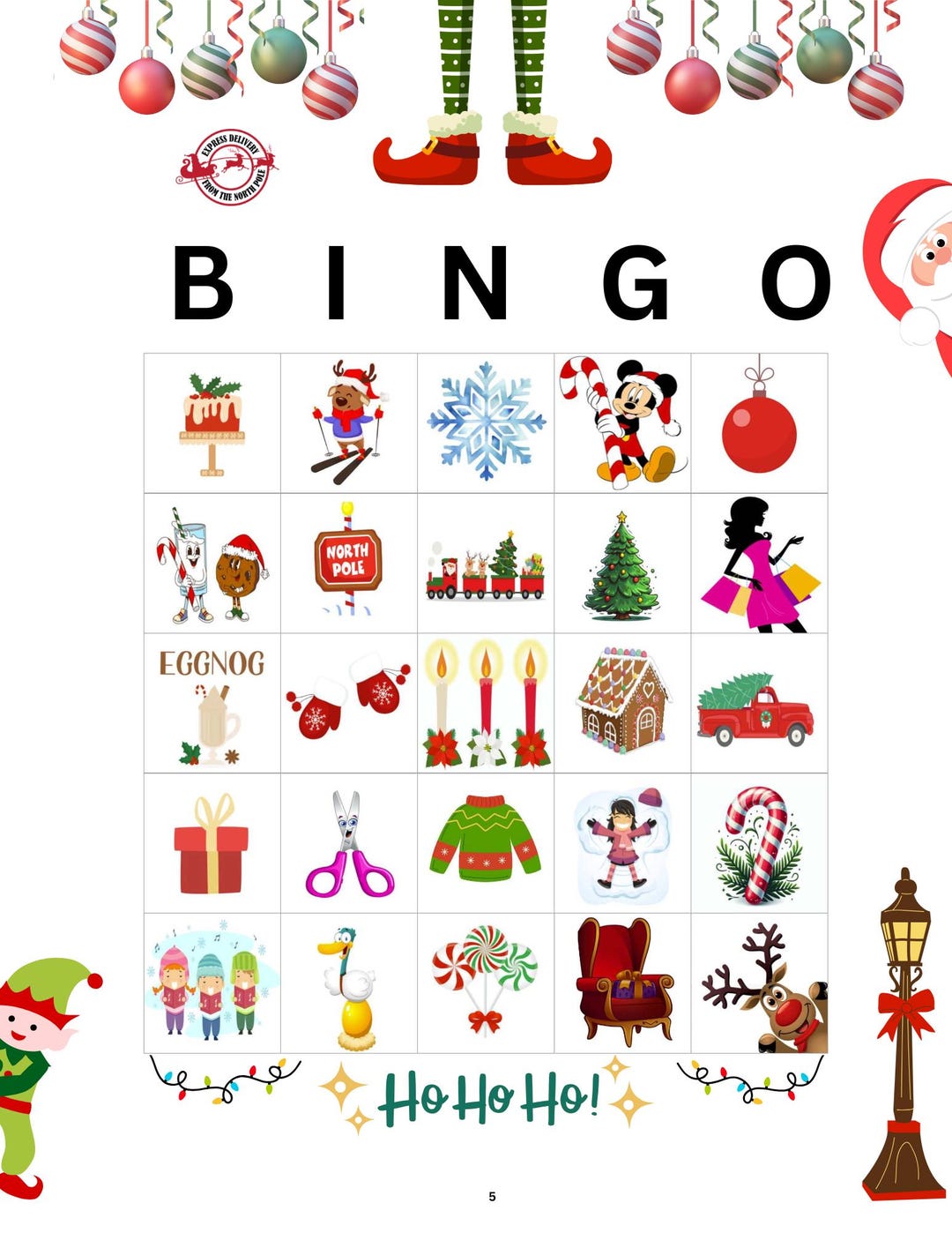 Christmas Picture BINGO Game With Festive Images for Party Fun - Comes ...