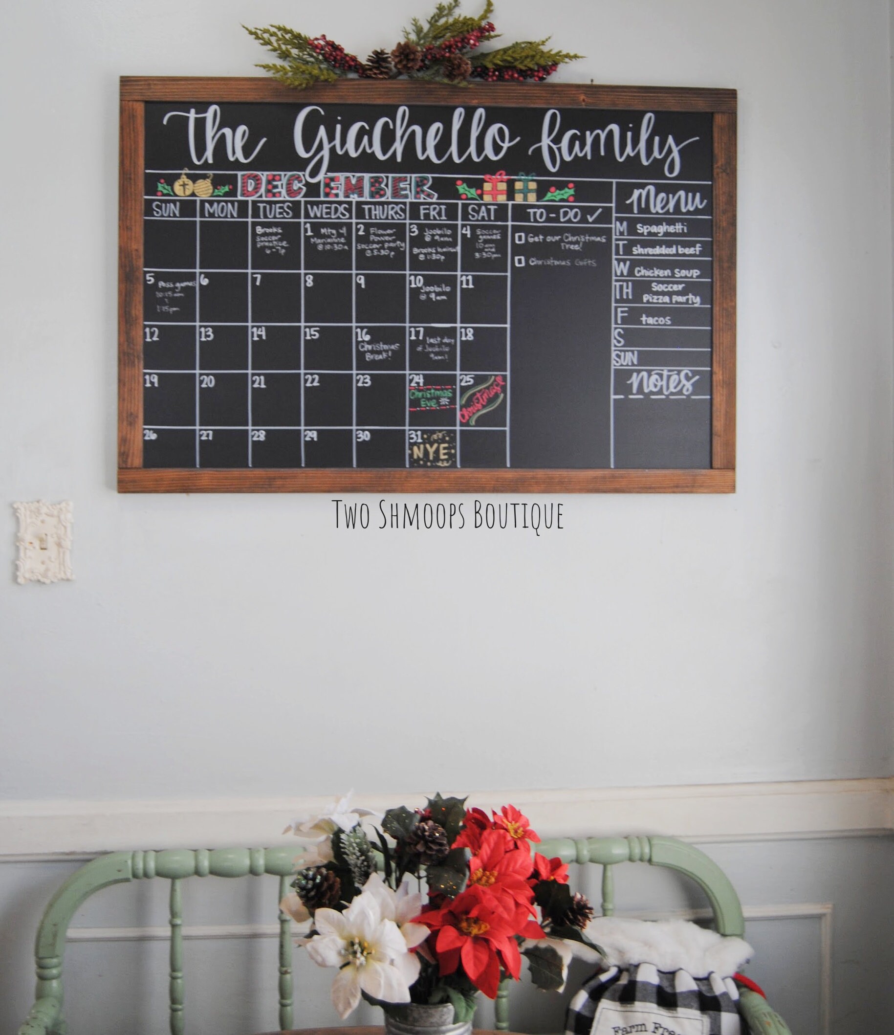 Wall Hanging Chalkboard, Rustic Wood Framed Chalkboard Sign, Custom ...
