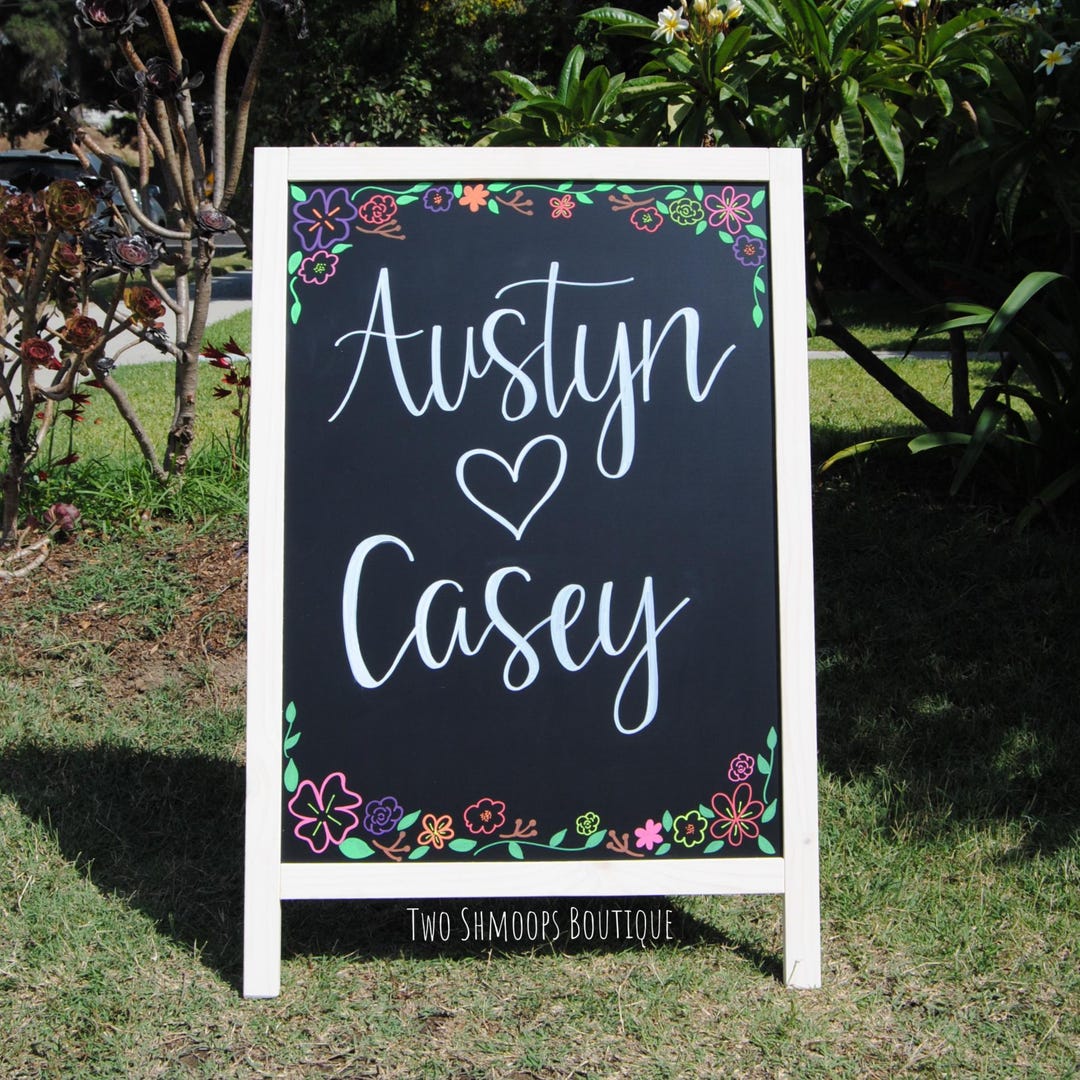 Personalized Chalkboard Easel: Custom Wedding Welcome Sign (24x36 ...