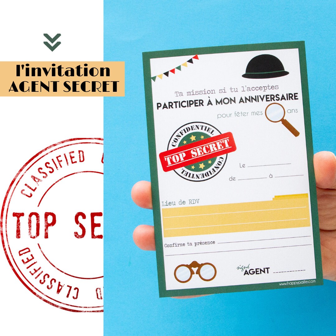 Secret Agent Birthday Card Spy Birthday Invitation - Etsy